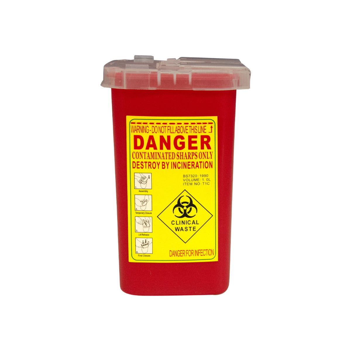Sharps/Biohazard Collector with Cover, 1 L – Elite Medic